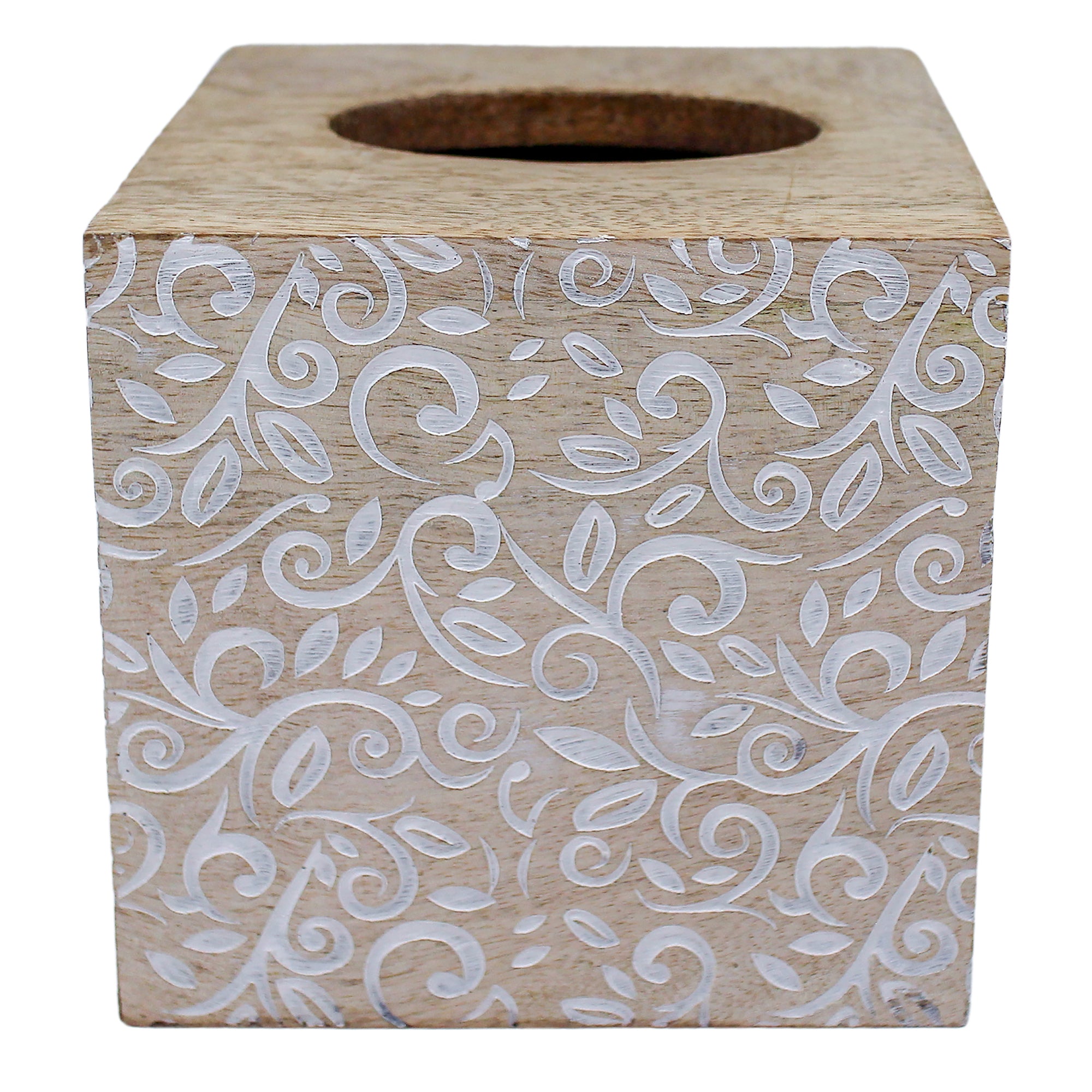 Wood Bloom Tissue Box 14x14 – Luxe